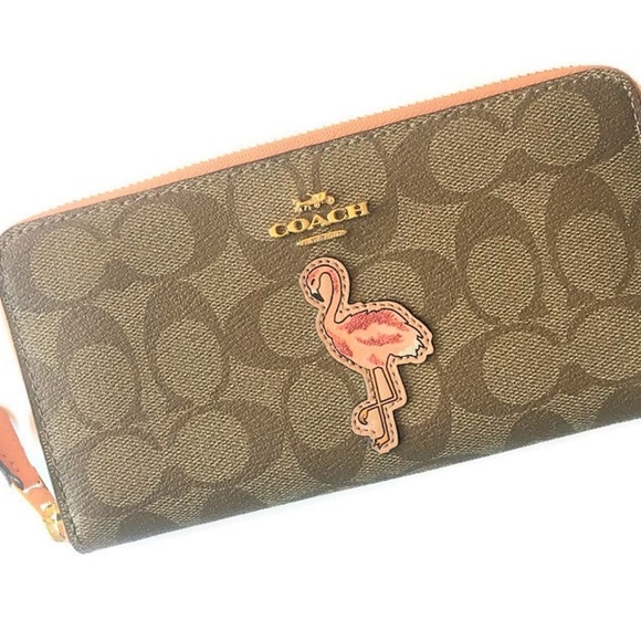 Coach | Bags | Coach Accordion Zip Wallet Flamingo Applique Nwt | Poshmark
